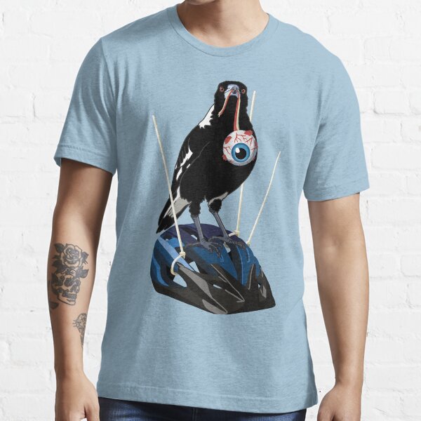 "Sinister Magpie with Eyeball Sitting on Push Bike Helmet with Zip Ties ...