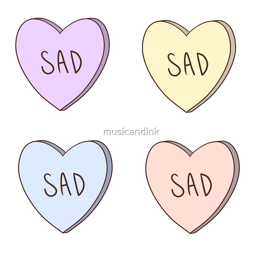 "Sad Candy Hearts Sticker Set" by musicandink | Redbubble