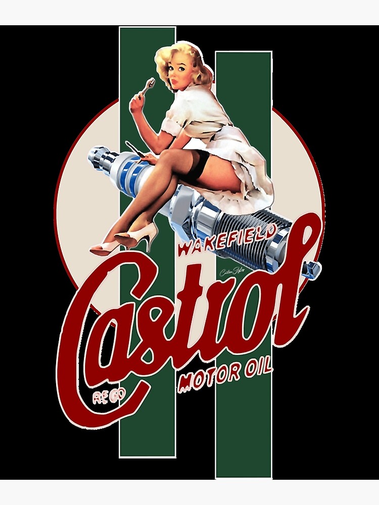 "Castrol Vintage Pin Up Girl Classic Stripes" Poster for Sale by salvawalte | Redbubble
