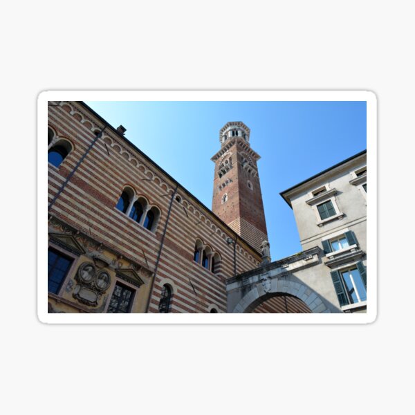 "Italian buildings in Verona, Italy with brick decoration and tower ...