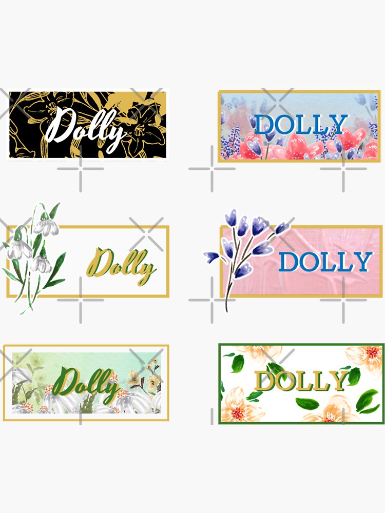 "Dolly name sticker for hydro flask, name sticker image, sticker pack ...