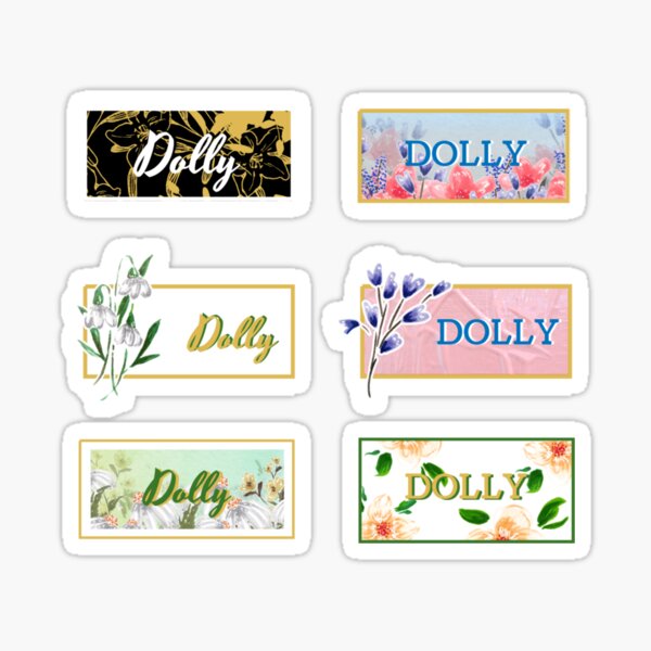 "Dolly name sticker for hydro flask, name sticker image, sticker pack ...