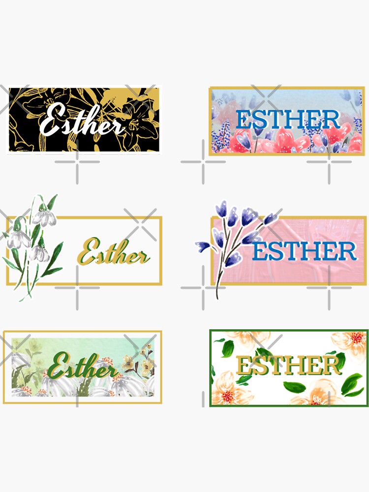 "Esther name sticker for hydro flask, name sticker image, sticker pack ...