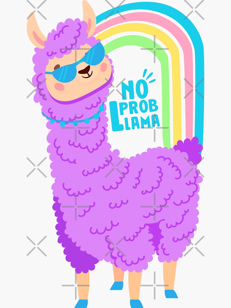"Pastel Blue And Purple Cute Llama No Prob Lama" Sticker for Sale by ...