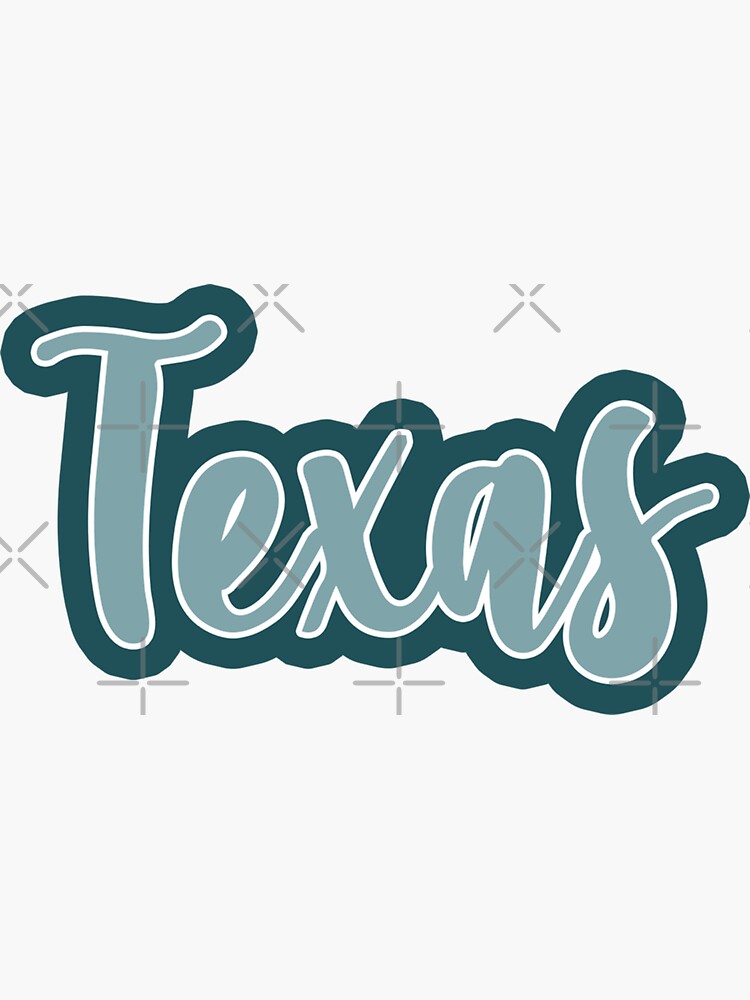 "Texas - Teal Script" Sticker for Sale by CraigHallCo | Redbubble
