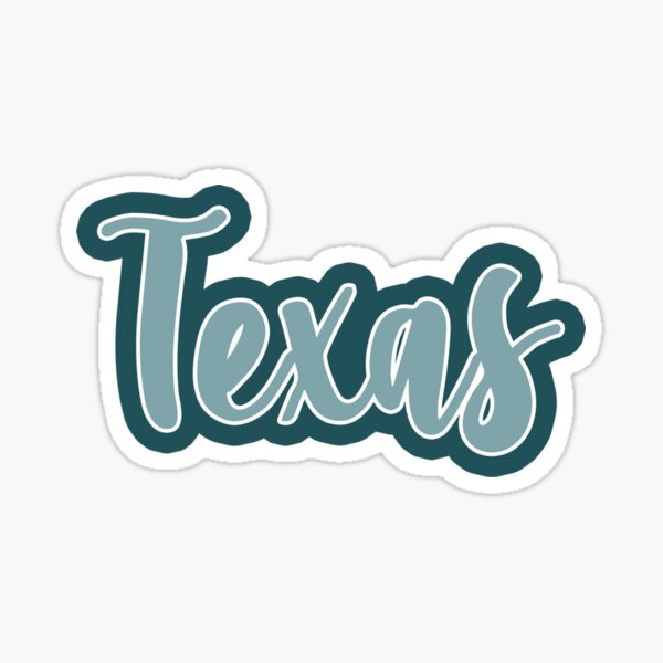 "Texas - Teal Script" Sticker for Sale by CraigHallCo | Redbubble