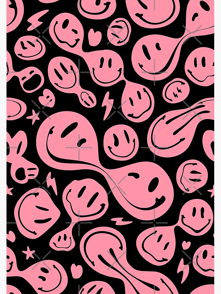 "Drippy Smiley Face | Smiley Drip Psychedelic Salmon Pink Aesthetic ...
