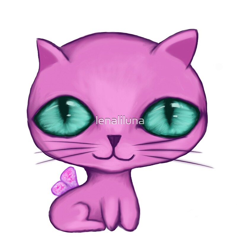 "Pink fairy cat with green eyes" by lenaliluna | Redbubble