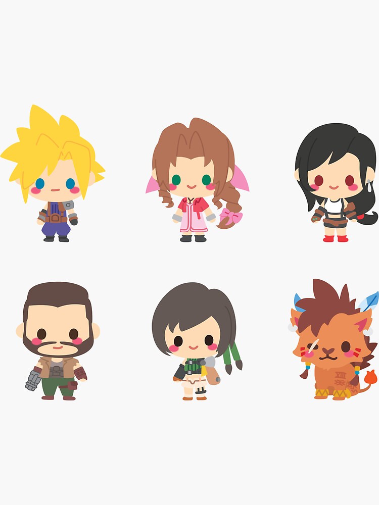 "FF7 Clipart, FFVII Vector, Video Game Doodle, Kawaii Cloud Tifa, Cute ...