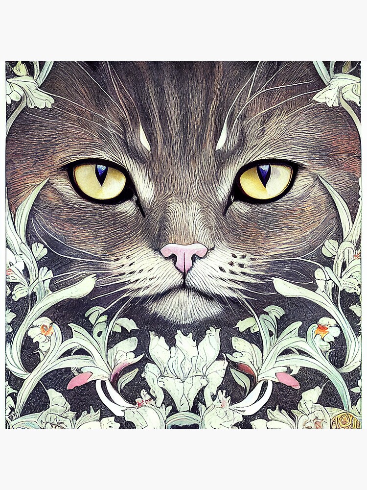 "Cat inspired by William Morris" Sticker for Sale by I-am-inspired ...