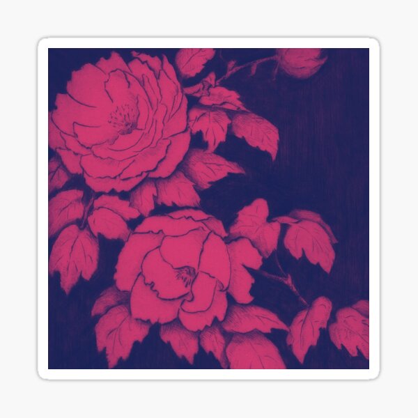 "Night Flowers - Japanese Peonies in Deep Red" Sticker for Sale by ...