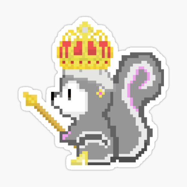 "Pixel Squirrel Queen Liz II Crown" Sticker for Sale by colmixInsane ...
