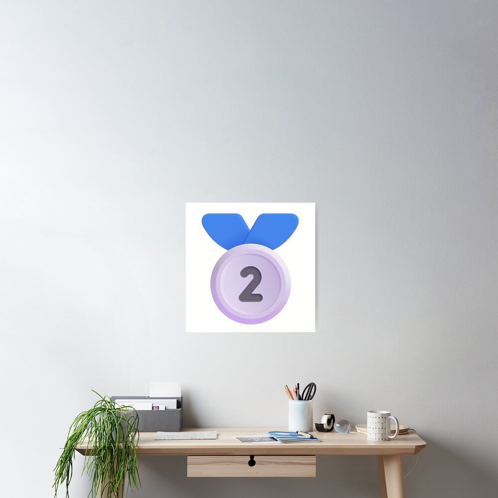 "2nd place medal emoji - optimized" Poster for Sale by abroadDesigns ...