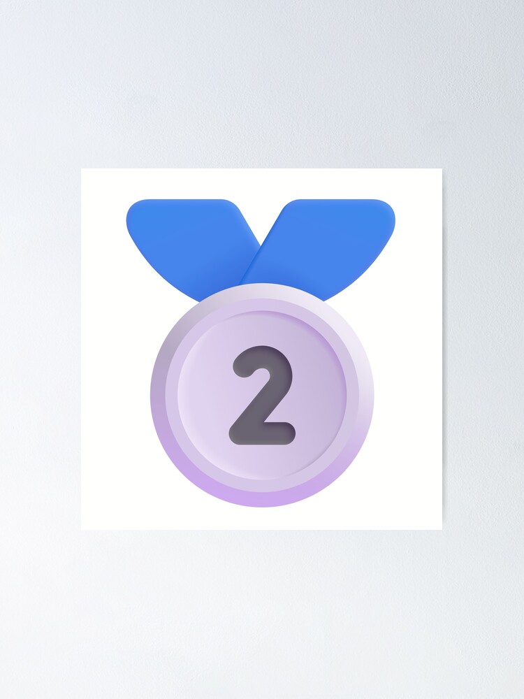 "2nd place medal emoji - optimized" Poster for Sale by abroadDesigns ...