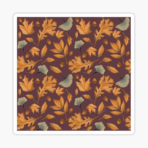 "Fall Leaves & Acorns_Deep Maroon" Sticker for Sale by AmberMaeJacobs ...