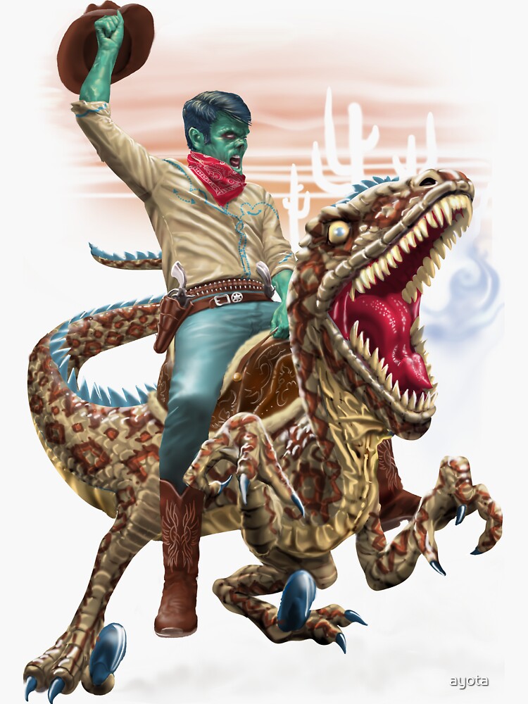 Pegatina «Zombie Rodeo Velociraptor» de ayota | Redbubble