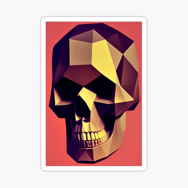 "Polygonal skull red background" Sticker for Sale by CreepyCorner ...