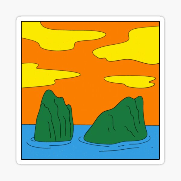 "Retro sea rocks " Sticker for Sale by Balibee93 | Redbubble