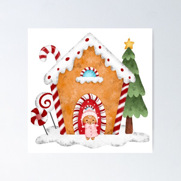 "Christmas Gingerbread House" Poster for Sale by Yahzhani | Redbubble