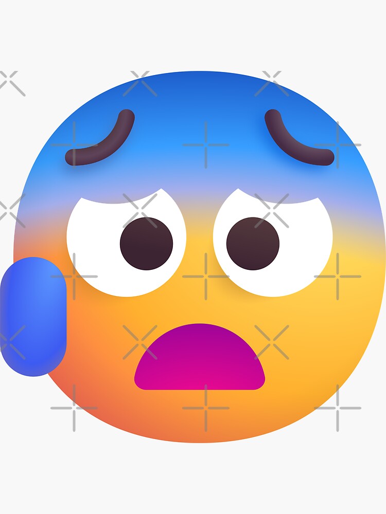 "Worried Face with Drops of Sweat Emoji - Large" Sticker by ...