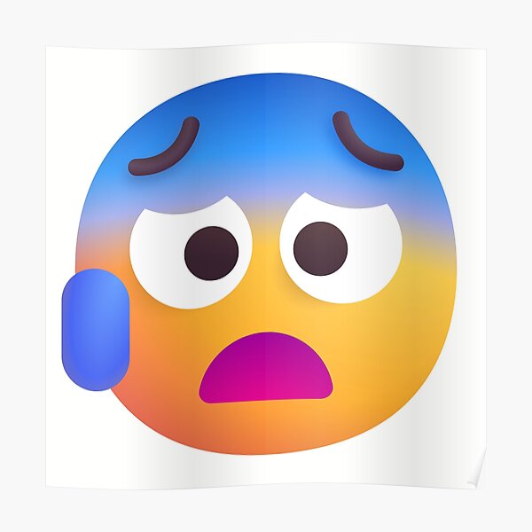 "Worried Face with Drops of Sweat Emoji - tweaked" Poster for Sale by ...