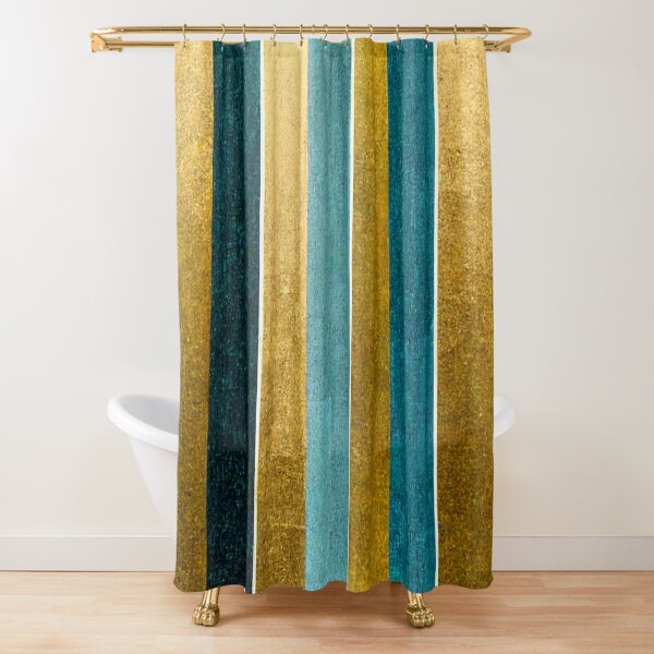 Teal and gold shower curtain store