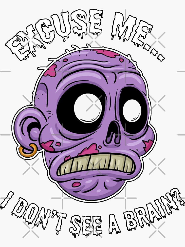 Zombie Brain Sticker For Sale By Mnl5 Redbubble