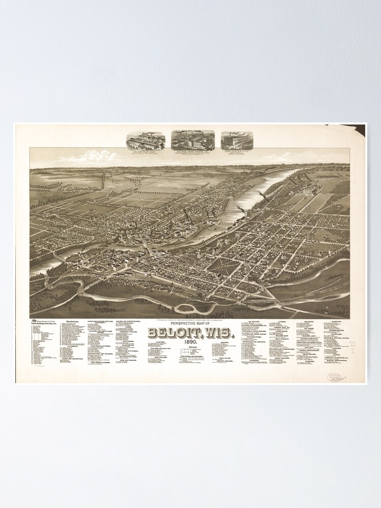 "Perspective map of Beloit, Wisconsin (1890)" Poster by allhistory ...