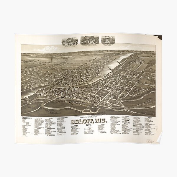 "Perspective map of Beloit, Wisconsin (1890)" Poster by allhistory ...