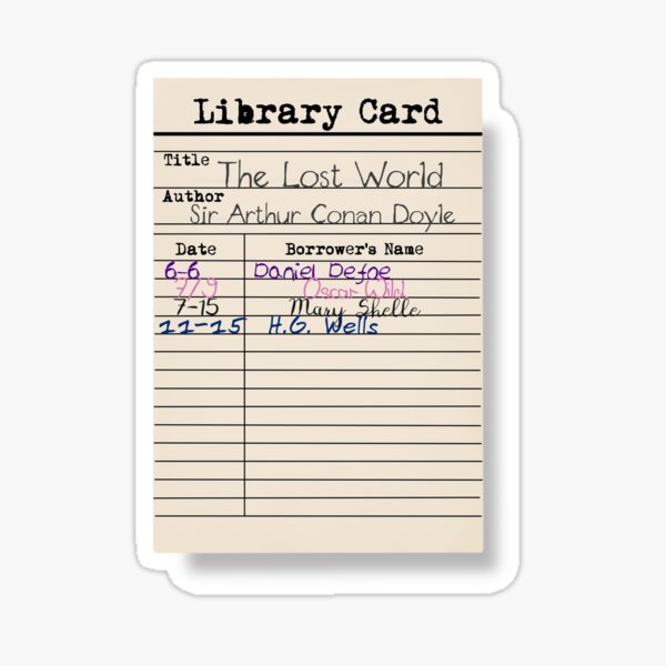 "The Lost World Library Card" Sticker for Sale by AveryGreyLane1 ...