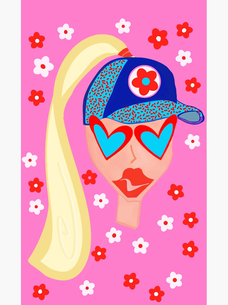 "PREPPY GAMEDAY GIRL - RED LIPS & FLOWERS" Sticker for Sale by CAMUN0T ...