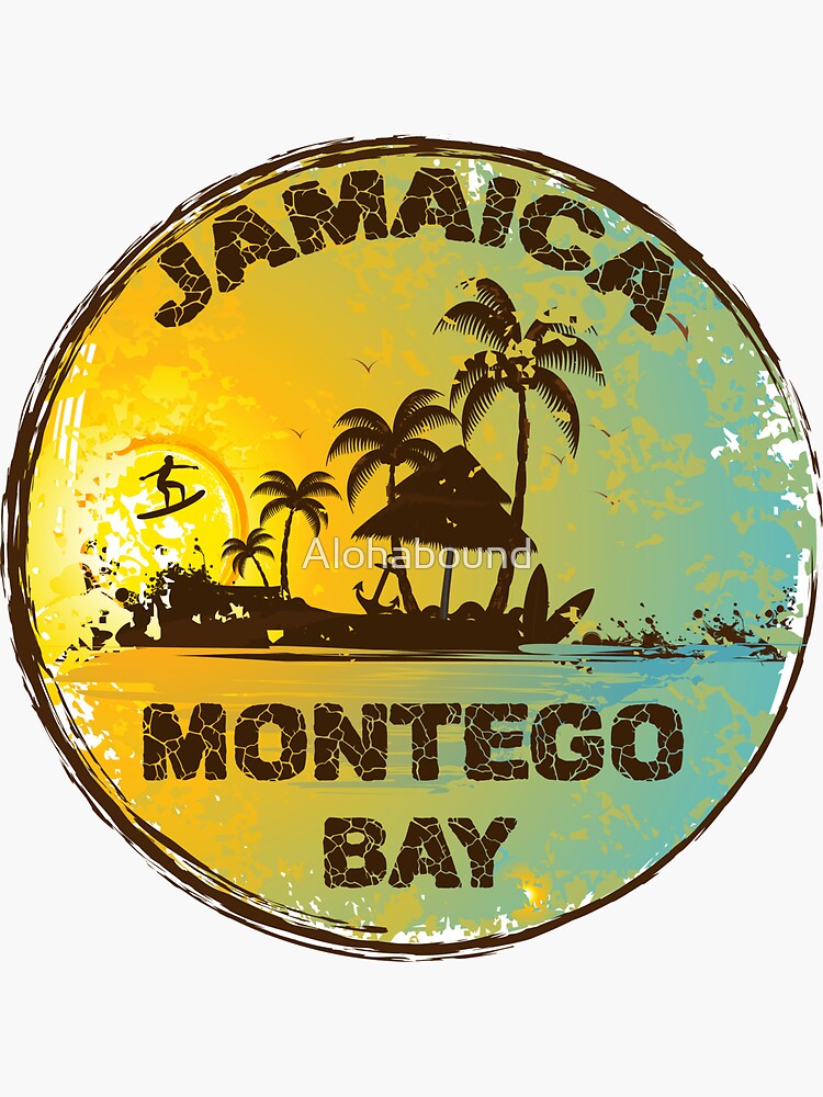 "Retro Montego Bay Jamaica Art Design" Sticker for Sale by Alohabound ...