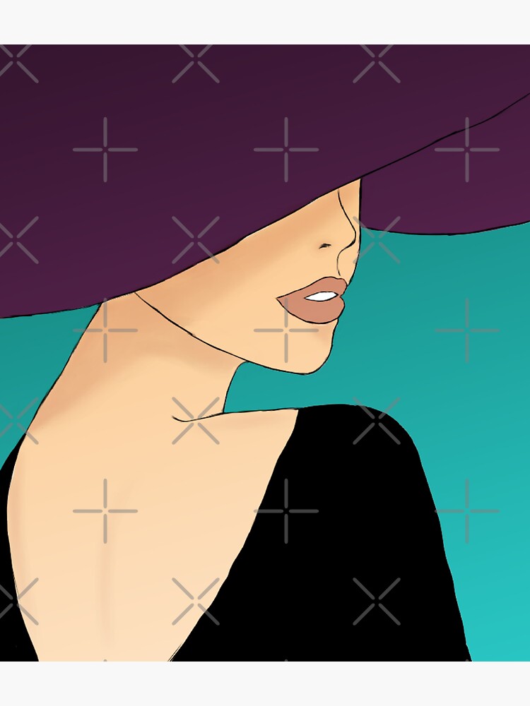 "half face lady wearing hat" Sticker for Sale by Leyeon | Redbubble