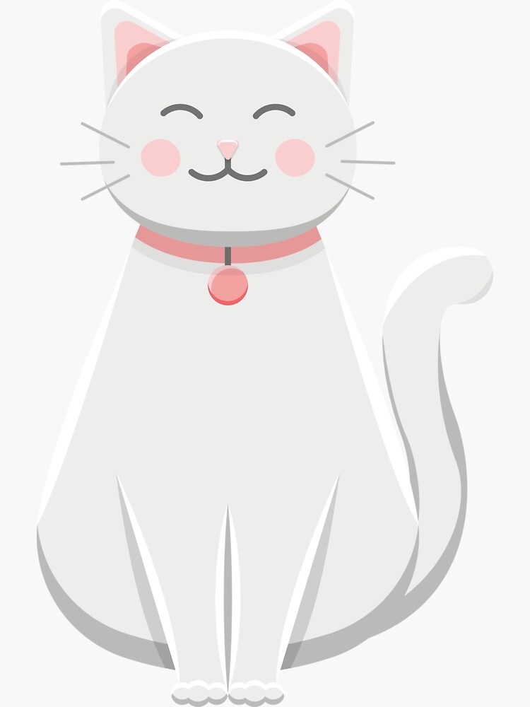 "Sticker of a cute smiling white kitty" Sticker for Sale by dilectusmy ...