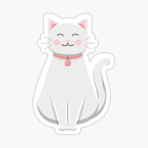 "Sticker of a cute smiling white kitty" Sticker for Sale by dilectusmy ...