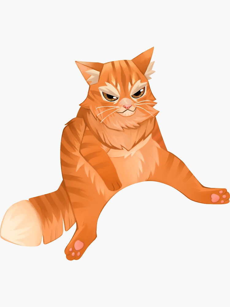 "Grumpy Orange Cat Sit" Sticker for Sale by LilRoundPumpkin | Redbubble