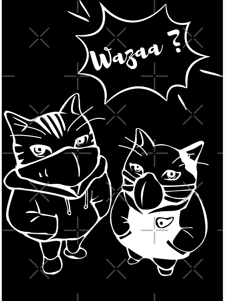 "Wazaaaa Cats (black BG)" Sticker for Sale by RabbitCreations | Redbubble