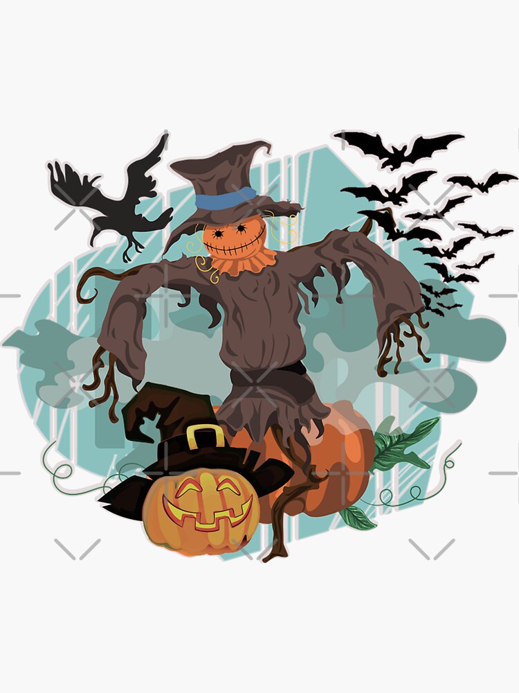 "Scarecrow in the pumpkin patch" Sticker for Sale by IrvinGothGarden ...
