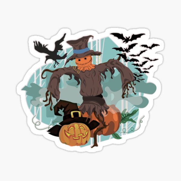 "Scarecrow in the pumpkin patch" Sticker for Sale by IrvinGothGarden ...
