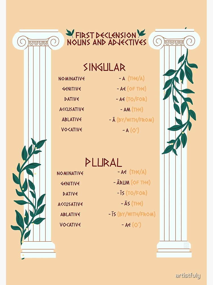 "Classical Latin First Declension Print" Poster for Sale by artistfuly ...