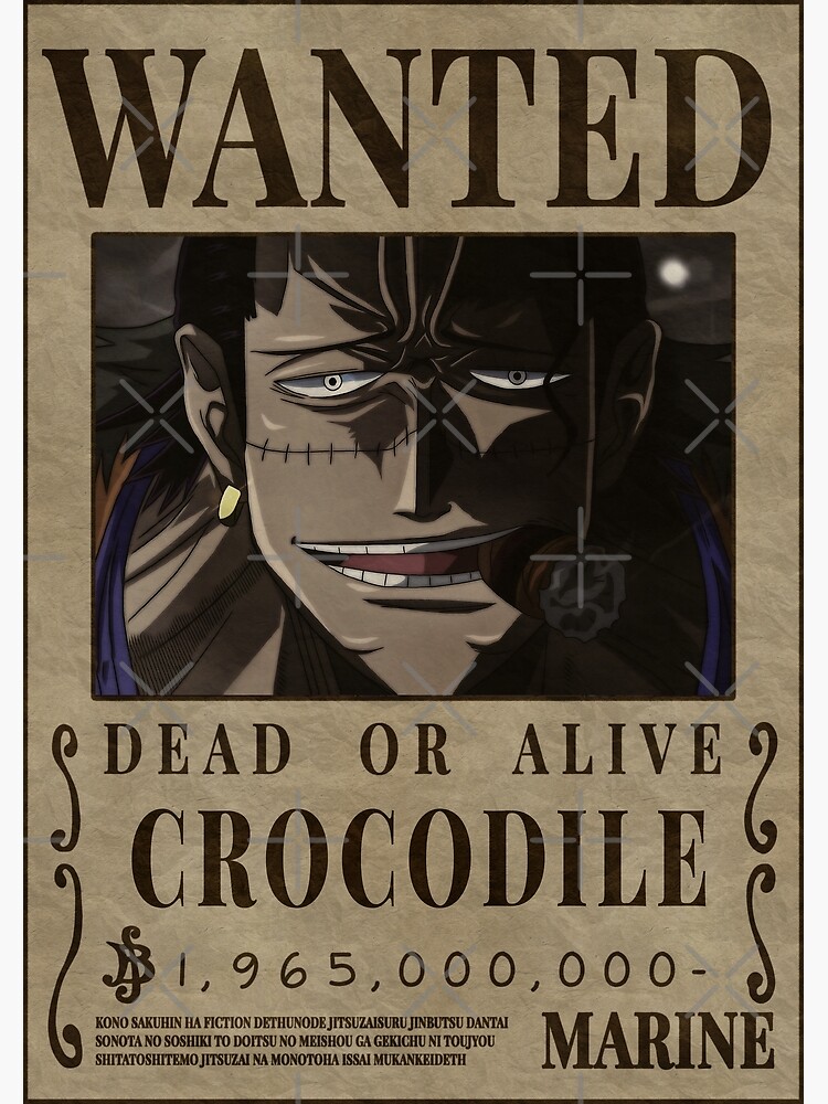 "Sir Crocodile Wanted One Piece Mr 0 Cross Guild Bounty Poster" Art ...