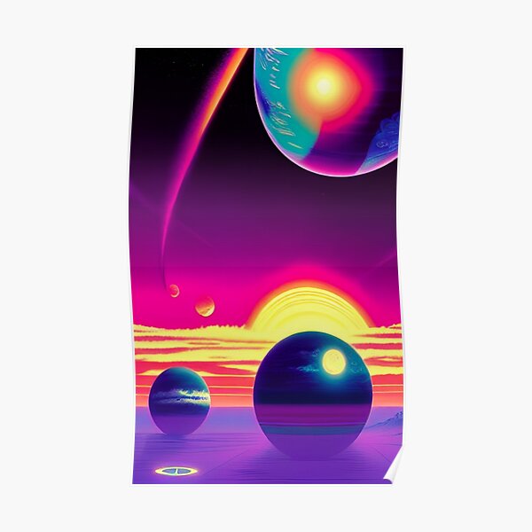 "Vintage Synth Dreamscape Outer Space Planets "Black Hole"" Poster for ...