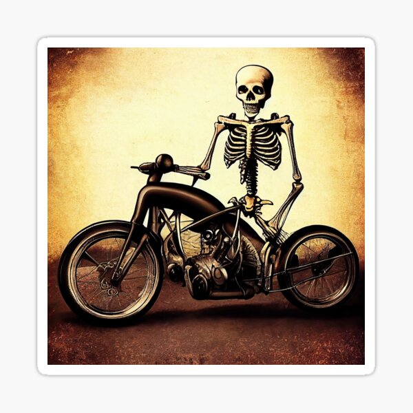 "Skeleton on a motorcycle" Sticker for Sale by mrlongfield | Redbubble