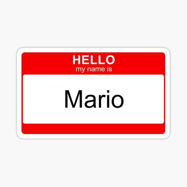 "Mario name tag" Sticker for Sale by NameTagShop | Redbubble