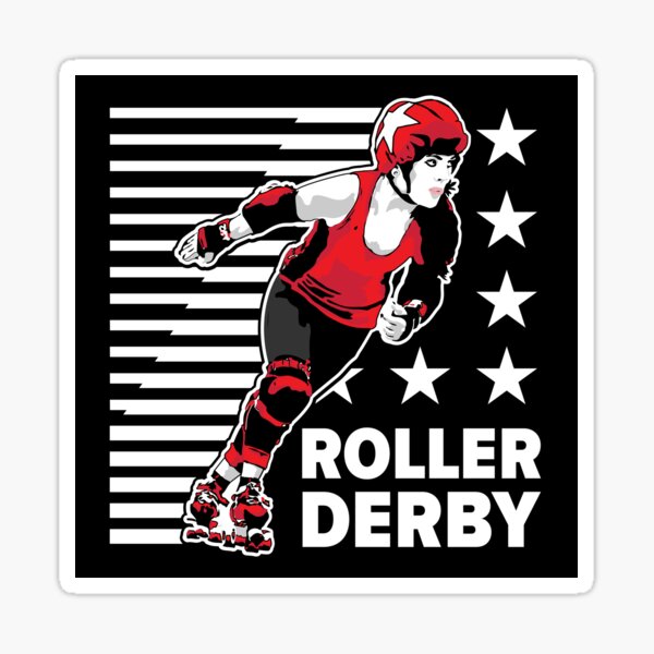 "Roller Derby Girl - Speed Lines - White/Red - Roller Derby" Sticker ...
