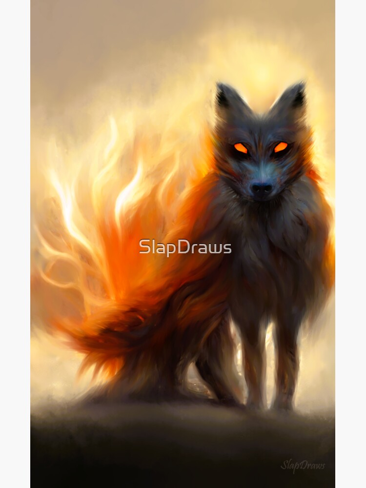 "Fire Elemental Wolf" Sticker for Sale by SlapDraws | Redbubble