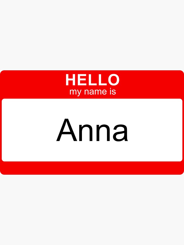"Anna name tag" Sticker for Sale by NameTagShop | Redbubble