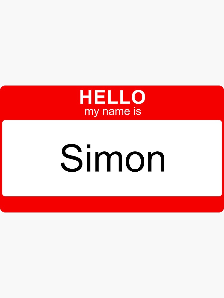 "Simon name tag" Sticker for Sale by NameTagShop | Redbubble