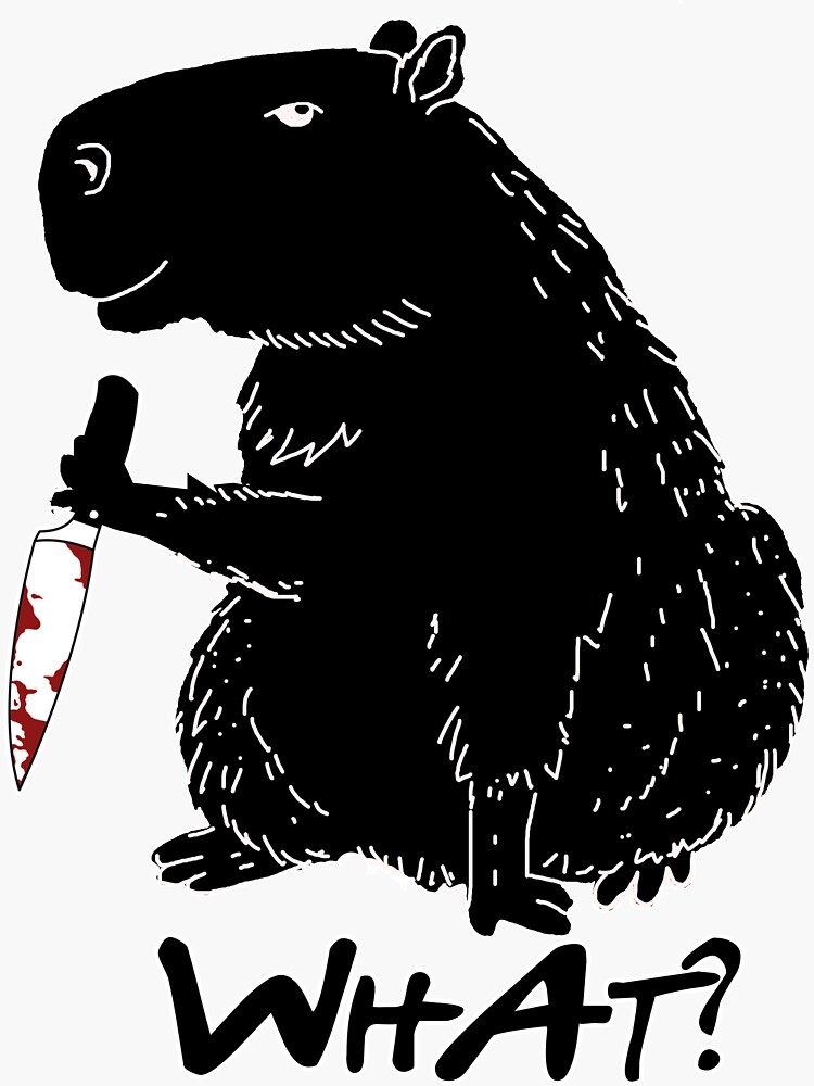"Capybara What? Black Capibara With Knife" Sticker for Sale by ...