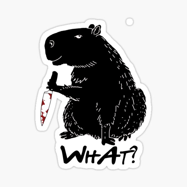 "Capybara What? Black Capibara With Knife" Sticker for Sale by ...